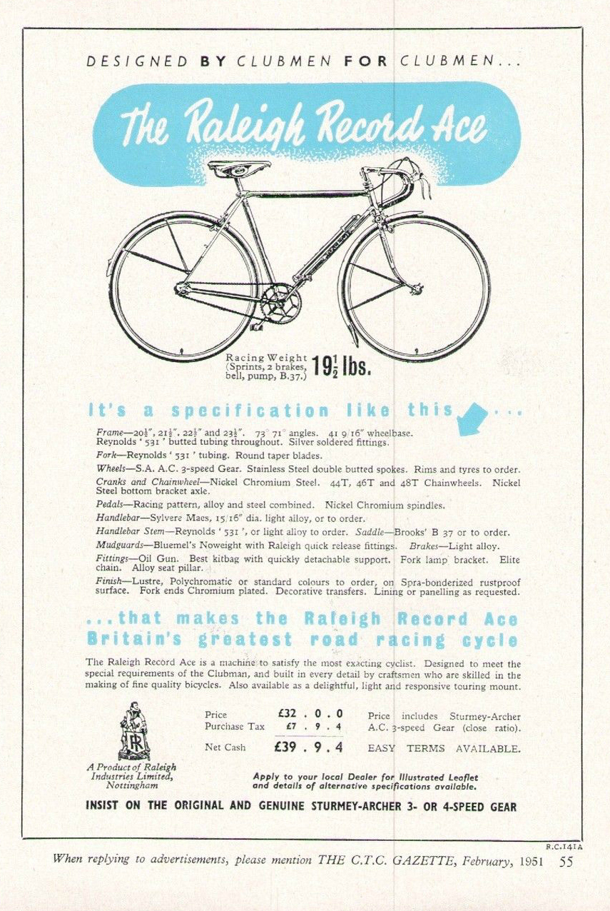 ON THE DROPS: Raleigh Record Ace (RRA) 1947-1954