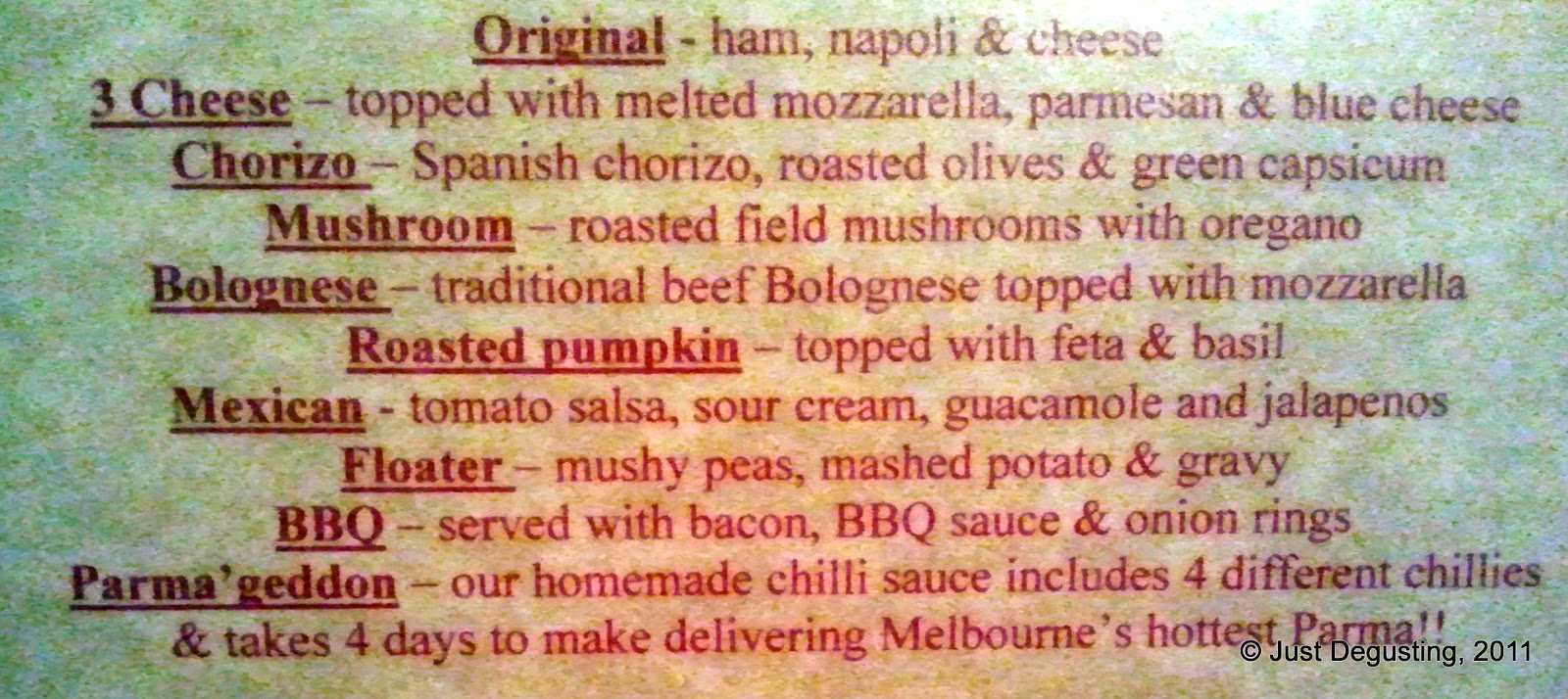 Just Degusting: Mrs Parma's (Melbourne CBD). The Parma yardstick?