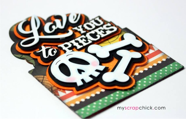 Love You To Pieces Skull and Bones Shape Card - myscrapchick