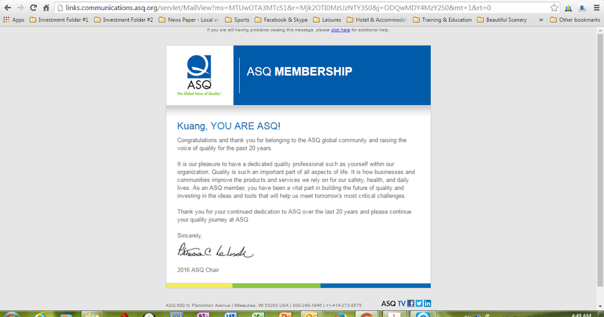 Malaysia CQE Blog: ASQ - 20 Years of Membership