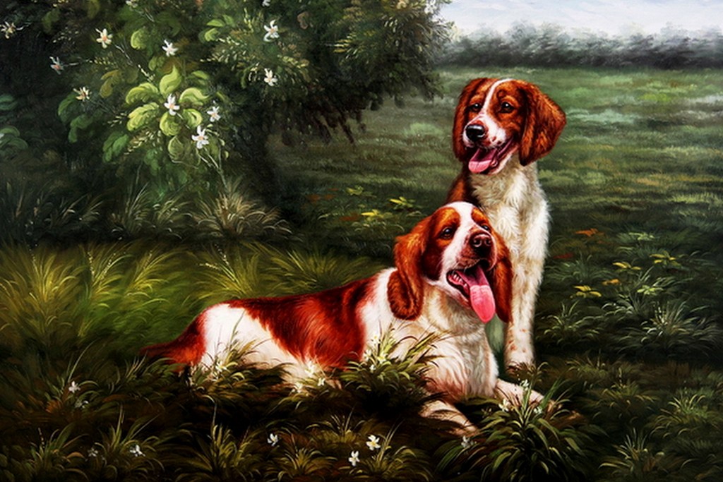 Historia y evolución de la pintura artística : PAISAJES CON PERROS