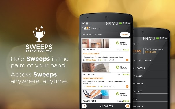 Update: New Mobile App Experience | Sweeps by Shop Your Way