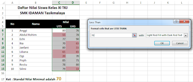 Belajar Conditional Formatting Pada Aplikasi Excel Microsoft Office Windows