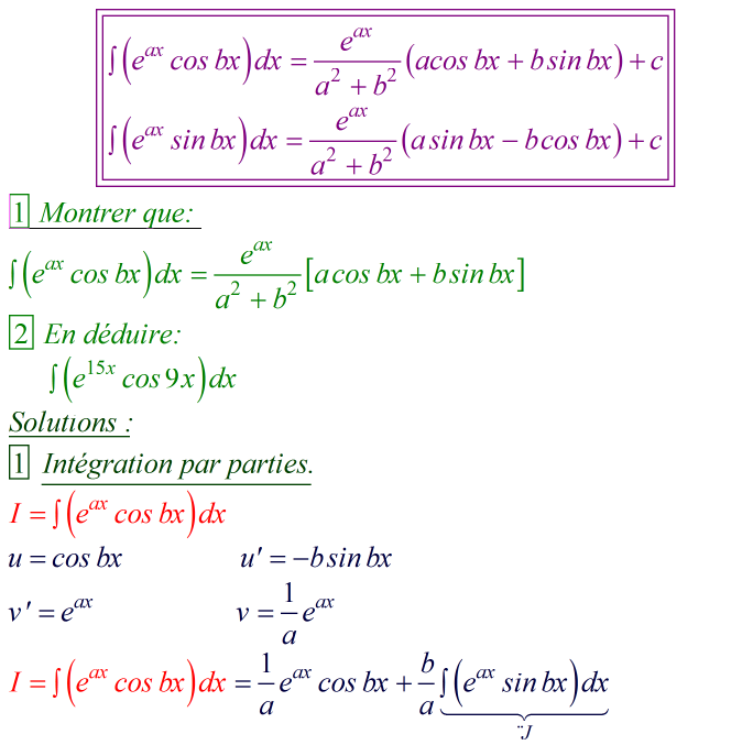 Démonstration d'une FORMULE IMPORTANTE. Important formula part (B). int ...
