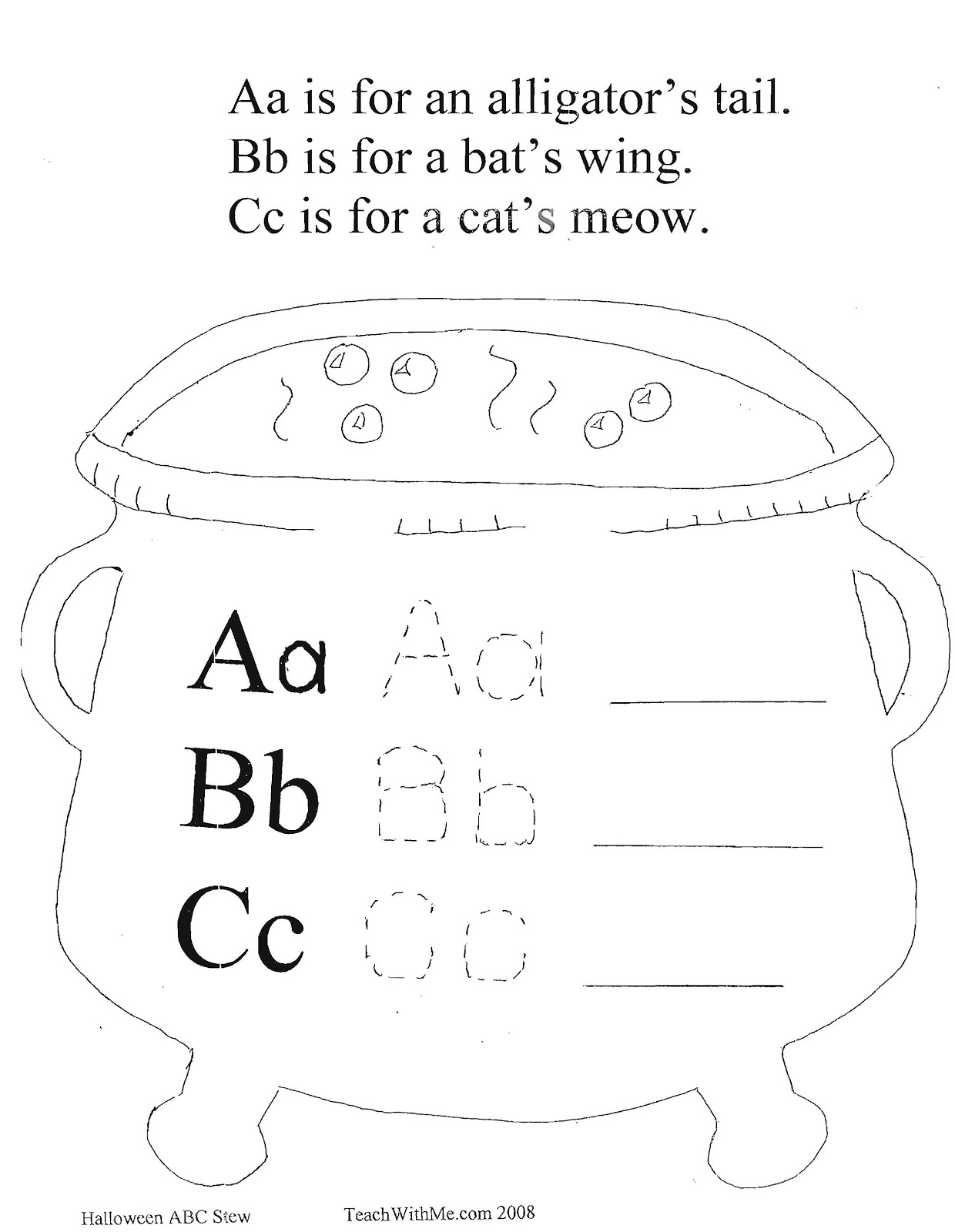 Halloween Alphabet Stew - Classroom Freebies
