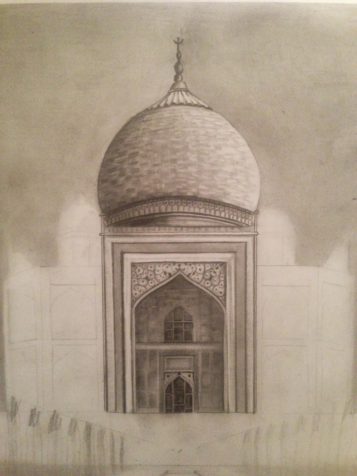 Taj Mahal - pencil drawing - Dreams of an Architect