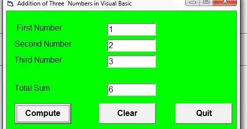 Free Programming Source Codes and Computer Programming Tutorials: Sum of Three Numbers in Visual ...