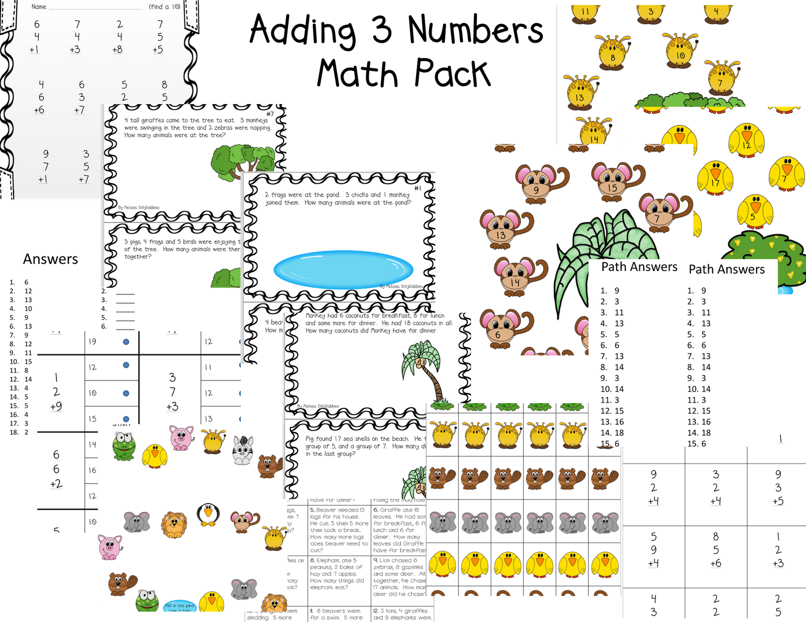DillyDabbles Adding 3 Numbers Freebie dillydabbles-adding-3-numbers-freebie