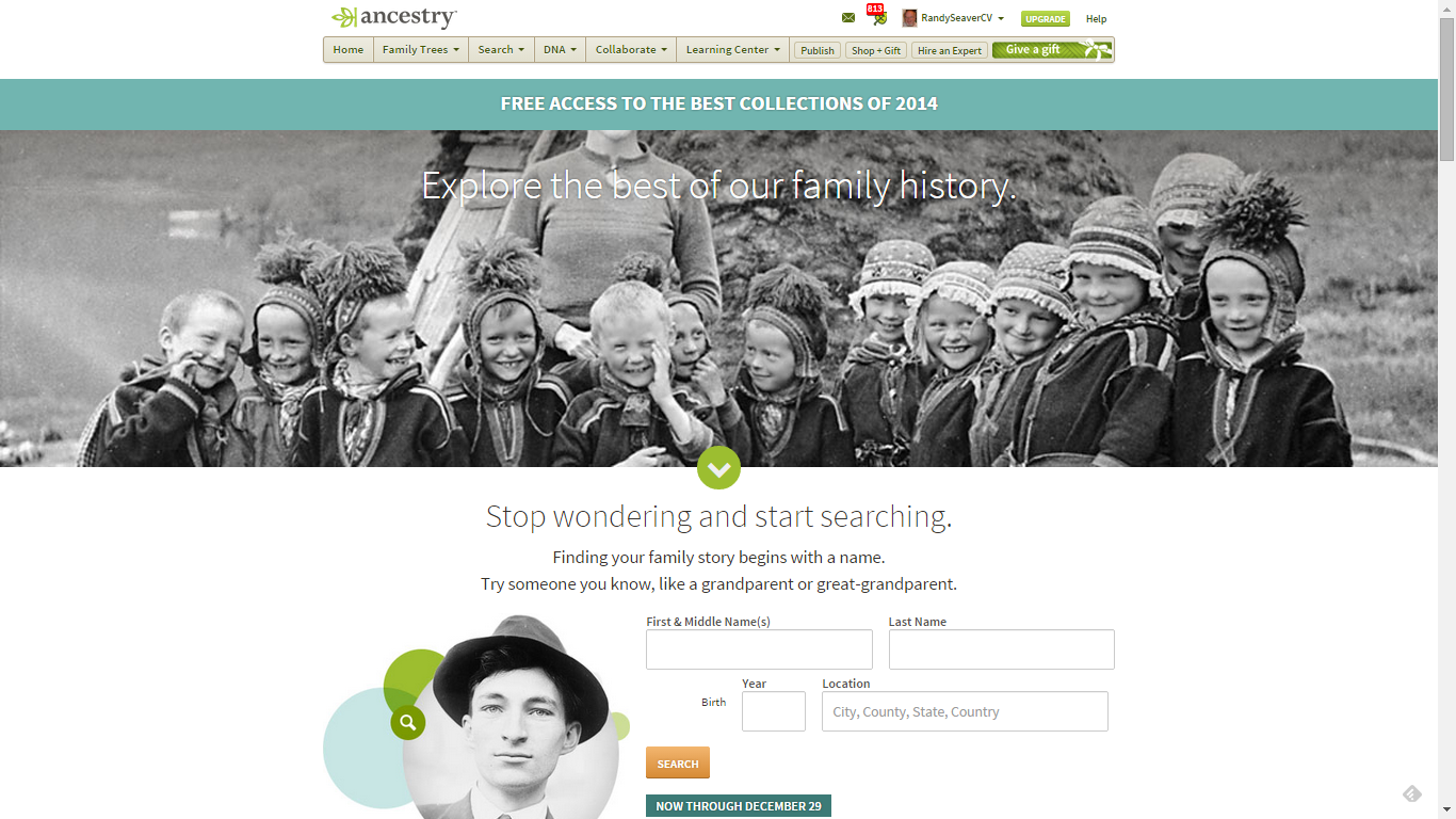 Genea-Musings: FREE Ancestry.com Access - December 26-29, 2014