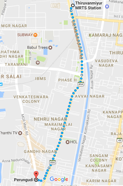 Share Auto Route, Chennai - Thiruvanmiyur MRTS Station to Perungudi ...