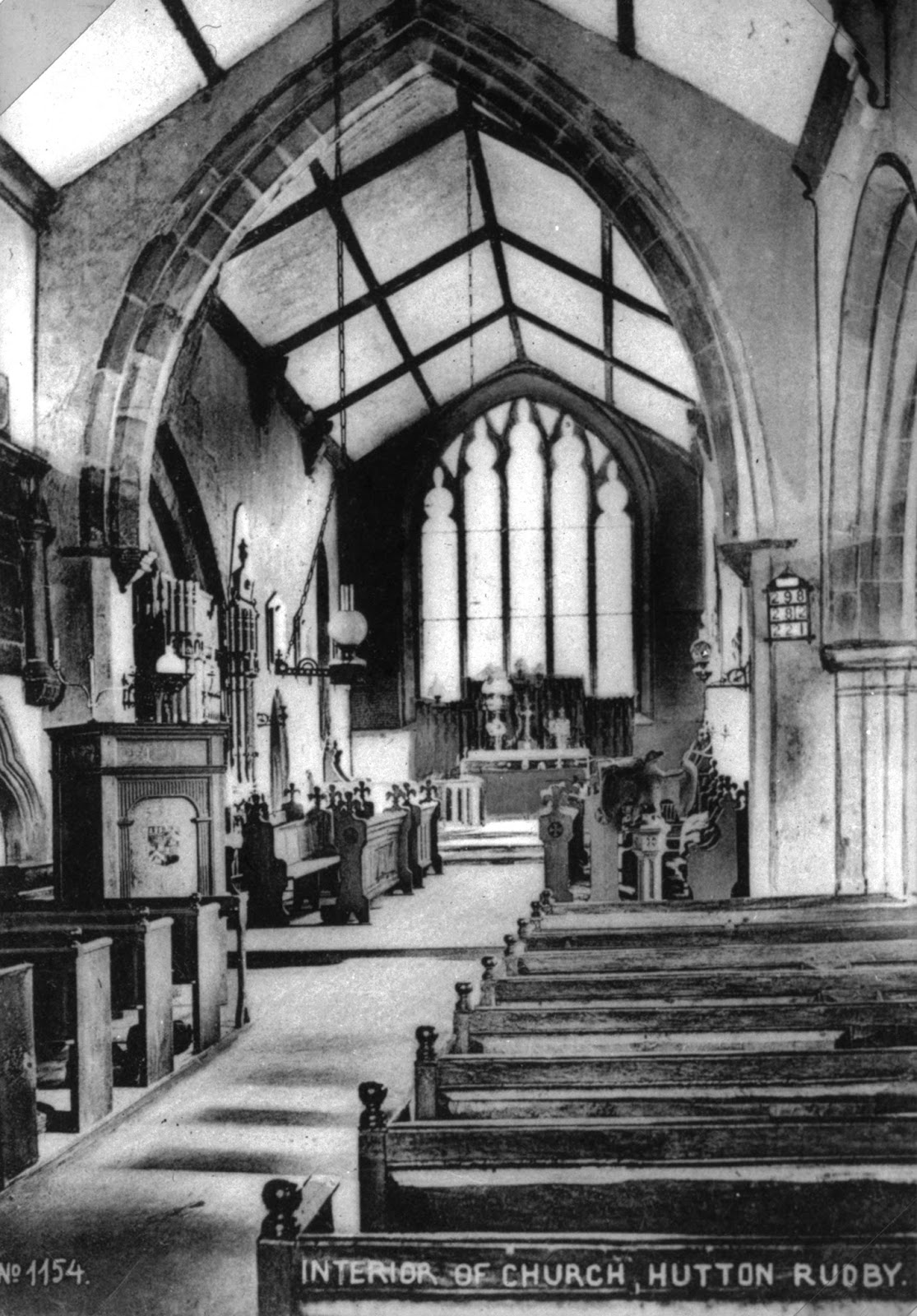 North Yorkshire History: The interior of All Saints', Hutton Rudby