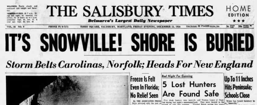 The Pocomoke Public Eye: Oh! That December Of 1958.