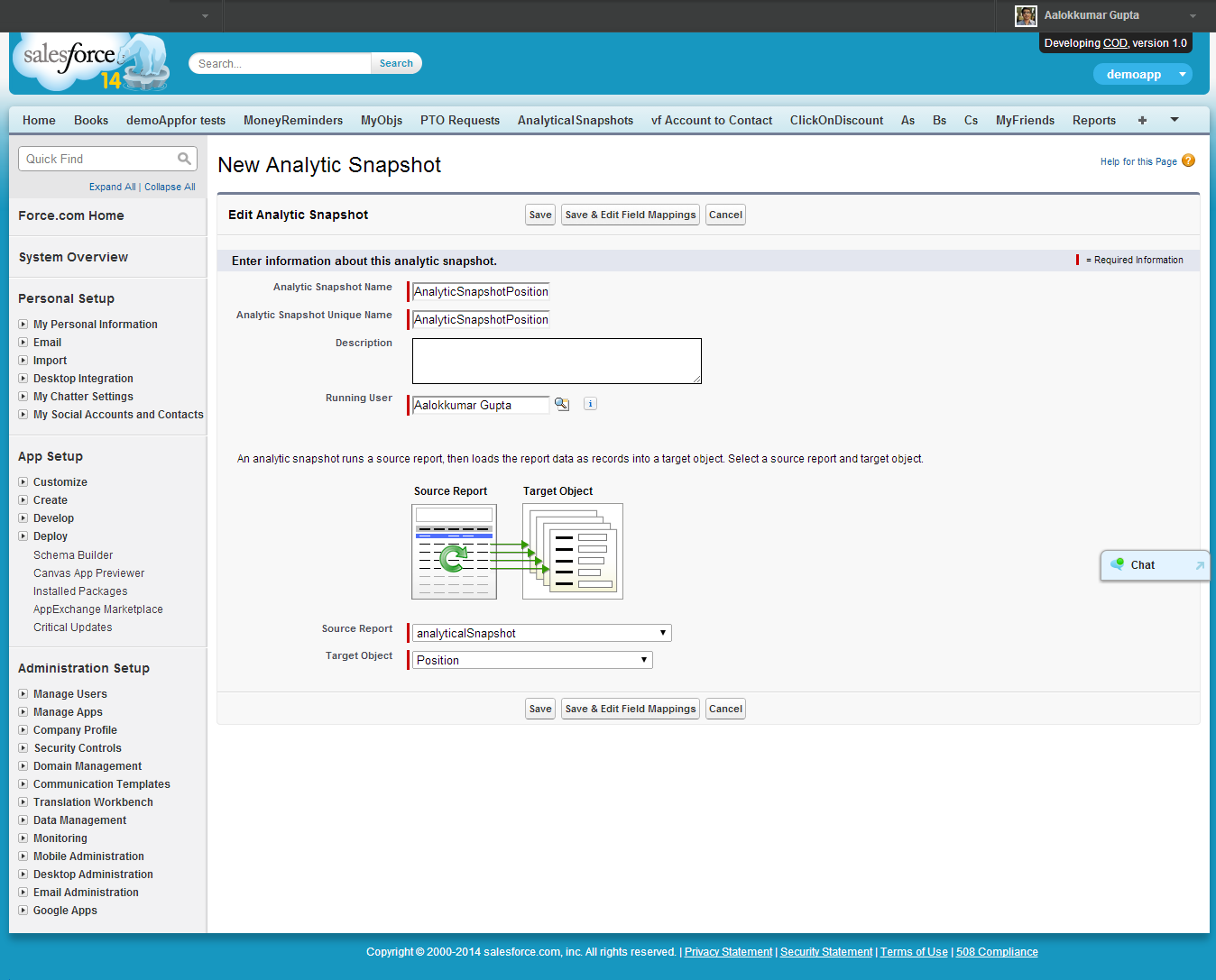 Salesforce - SFDC: Analytic Snapshot in salesforce