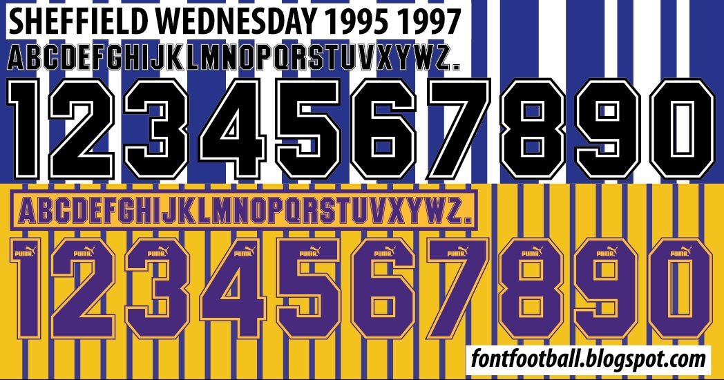 FONT FOOTBALL: Font Vector Sheffield Wednesday 1995 1997 kit