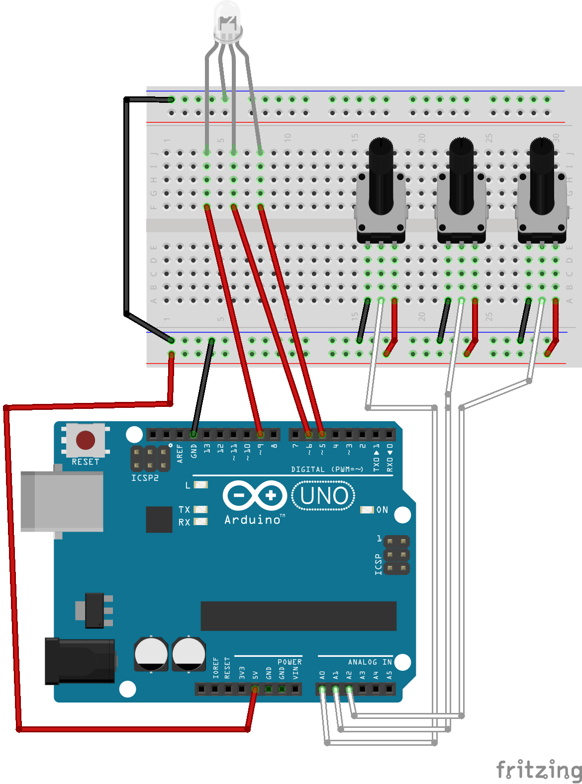 Geek Maker Space: Projeto 10 - Acionando um Led RGB com potenciometro