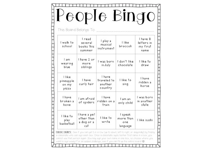 Crystal's Classroom: People Bingo