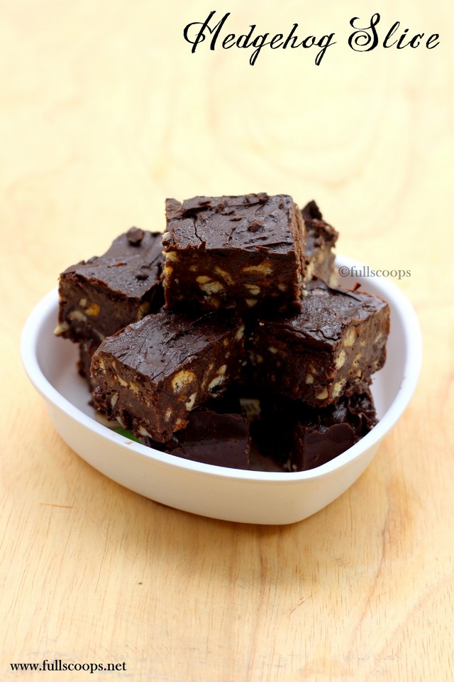 Hedgehog Slice Recipe (Eggless) | Easy No Bake Recipes ~ Full Scoops ...