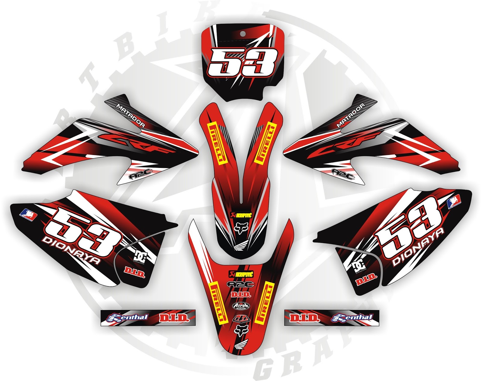 Decal CRF 230 - DECALS MOTOCROSS CUSTOM GRAPHICS