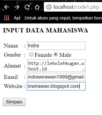 Membuat Input Data Mahasiswa Sederhana dengan PHP - Indra Wirawan