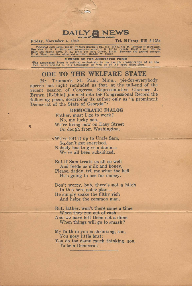 Saberpoint: A Democrat Poem From 1949, Still So Relevant For Today