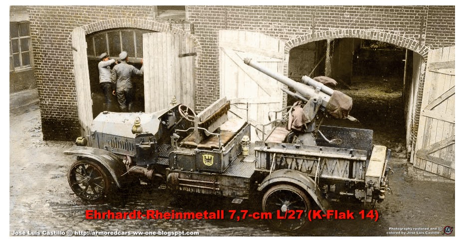 Armored Cars in the WWI: German Anti-Aircraft Semi-Armored Truck ...