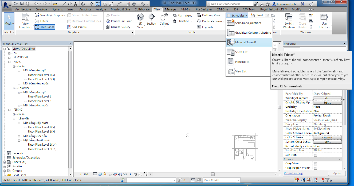 Revit Schedule - Tự học Revit MEP