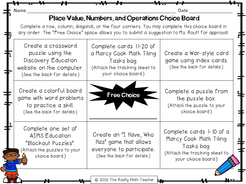 Transformation Tuesday: Math Menus- Choice Boards - The Routty Math Teacher