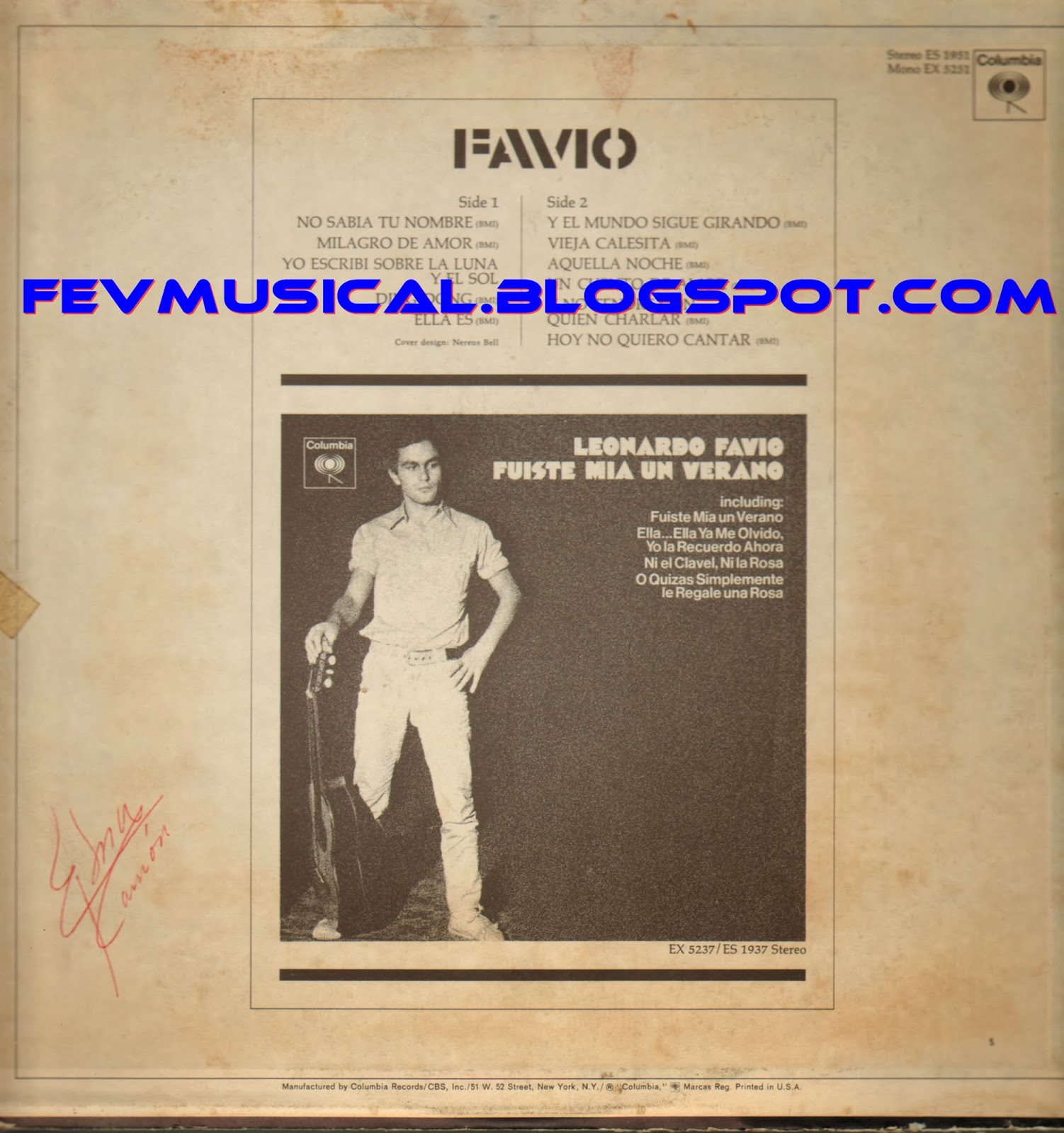 FEV MUSICAL: 1970's - Leonardo Favio - Favio (Columbia)