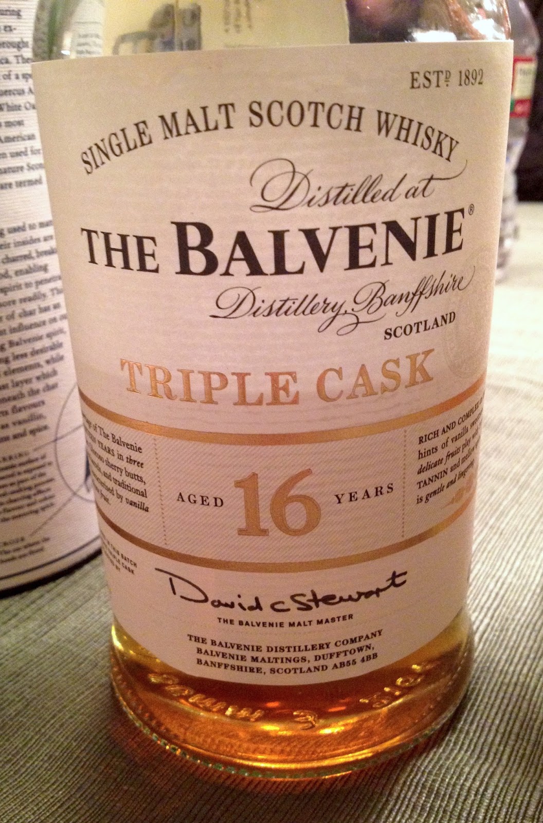Chemistry of the Cocktail: Whisky Review: Balvenie 16 Year Triple Cask