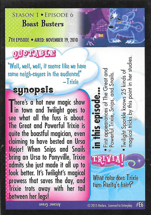 My Little Pony Boast Busters Series 3 Trading Card | MLP Merch