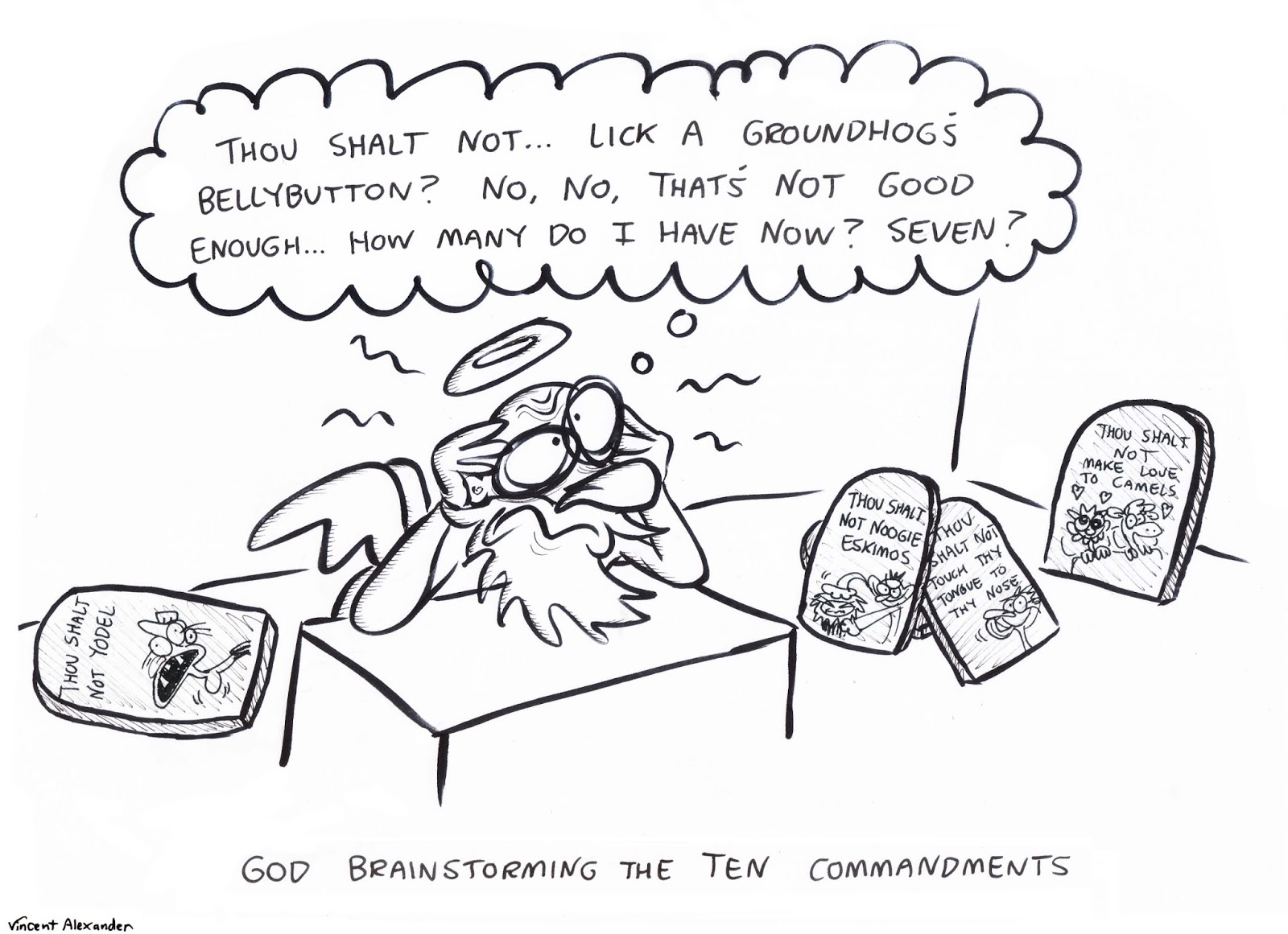 Vincent Alexander Cartoons: Ten Commandments Brainstorming