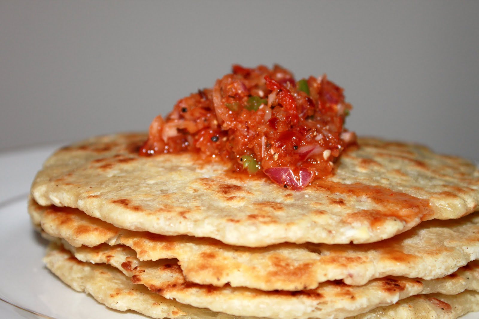 Coconut Roti with Onion & Chili Chutney - (Coconut Flat Bread)