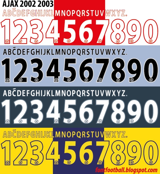 FONT FOOTBALL: Font Vector Ajax 2002 2003 kit