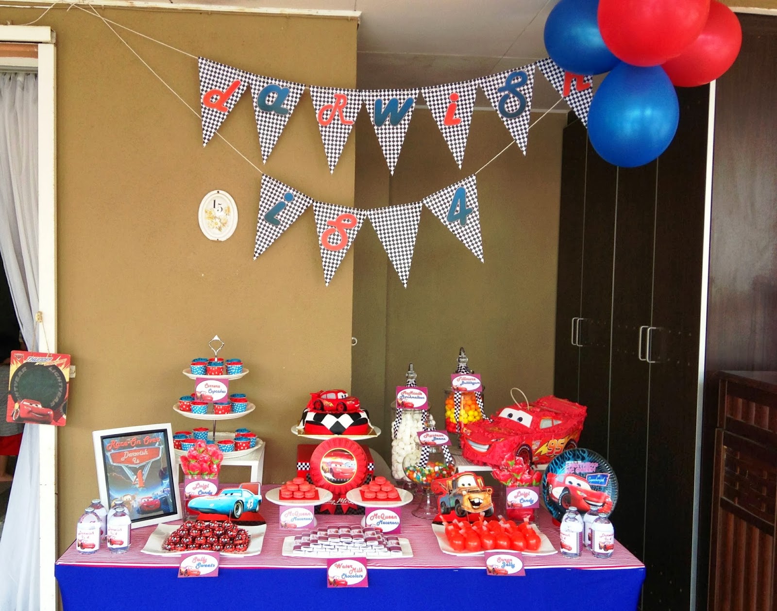 Lizzie as a Mummy: Lightning McQueen Cake and Disney Cars Dessert Table