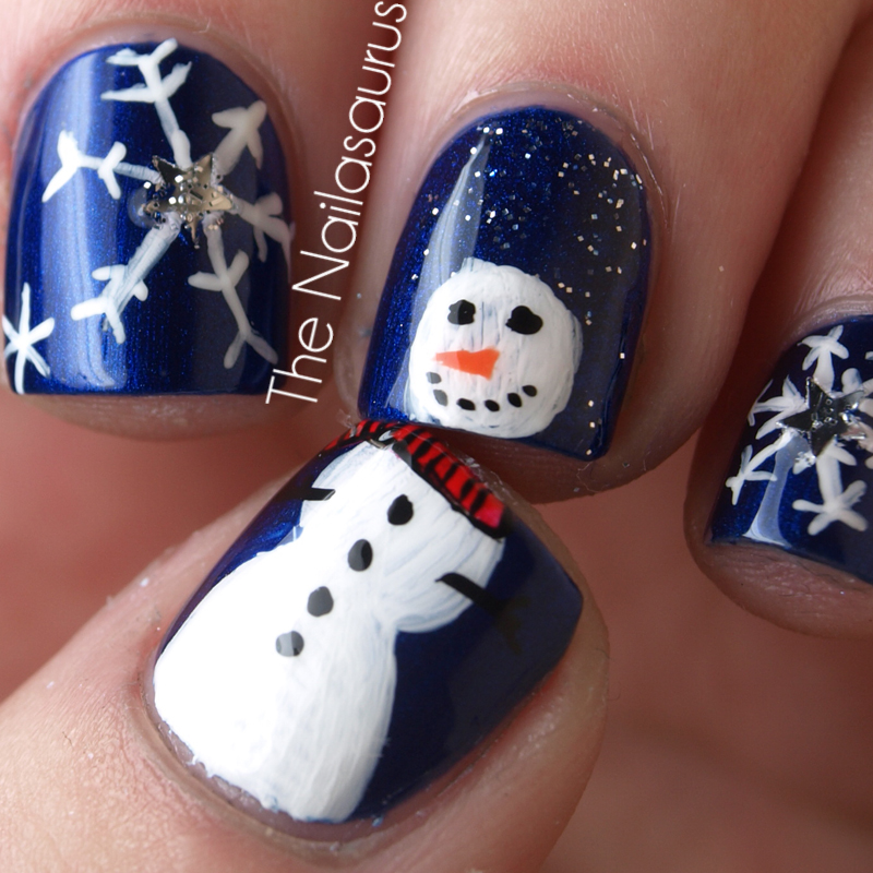 Snowman Acrylic Nails