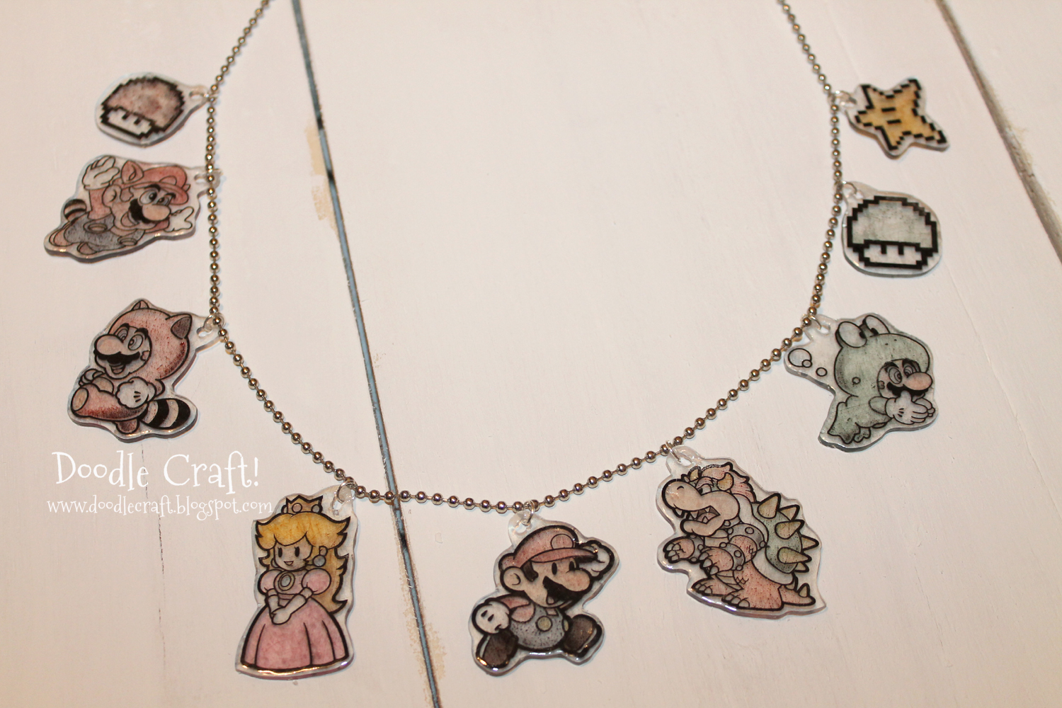Super Mario Brothers Shrinky Dink Necklace for Video Games Day!