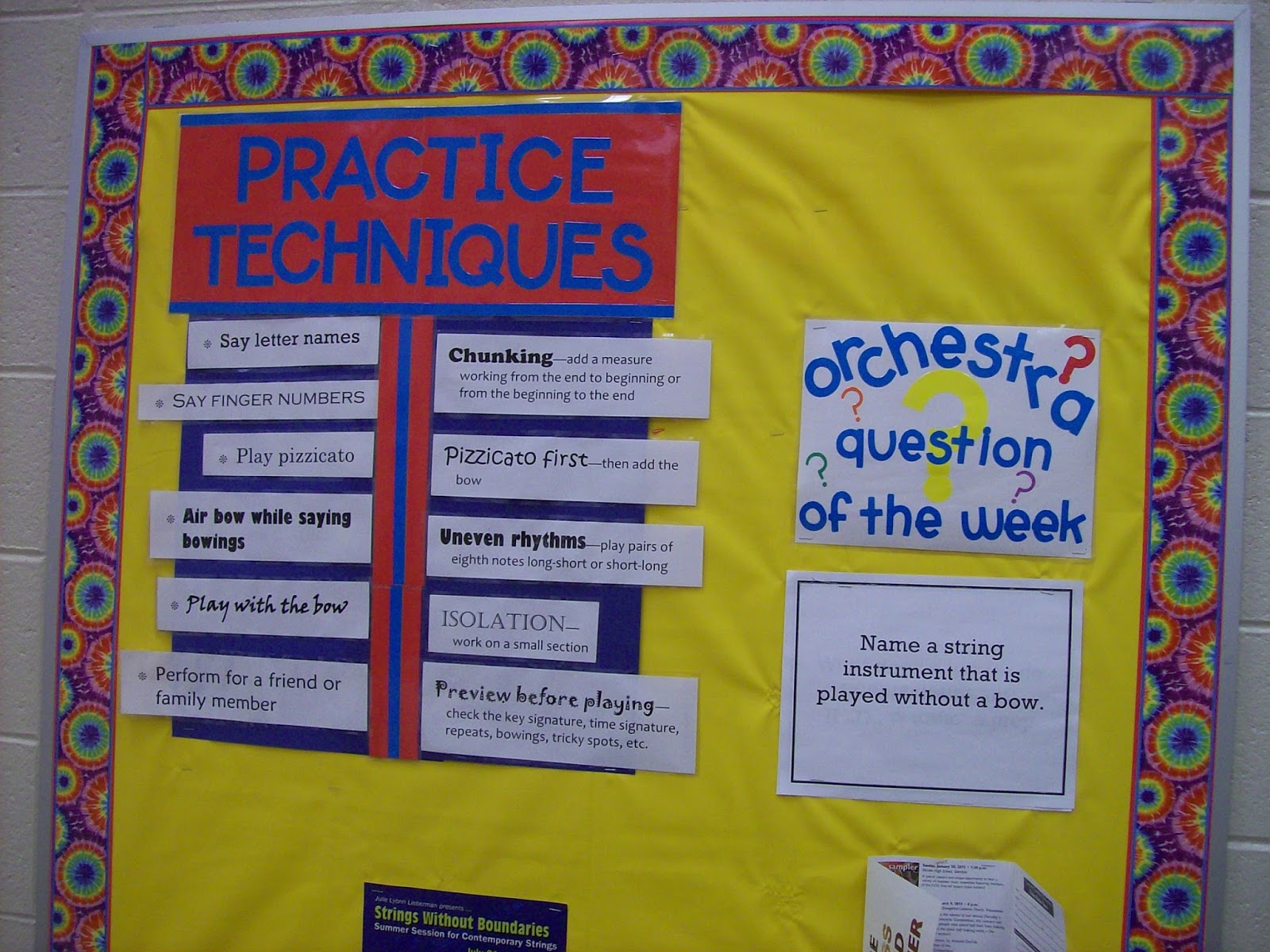 Teaching Elementary Orchestra : Practice Tips Bulletin Board