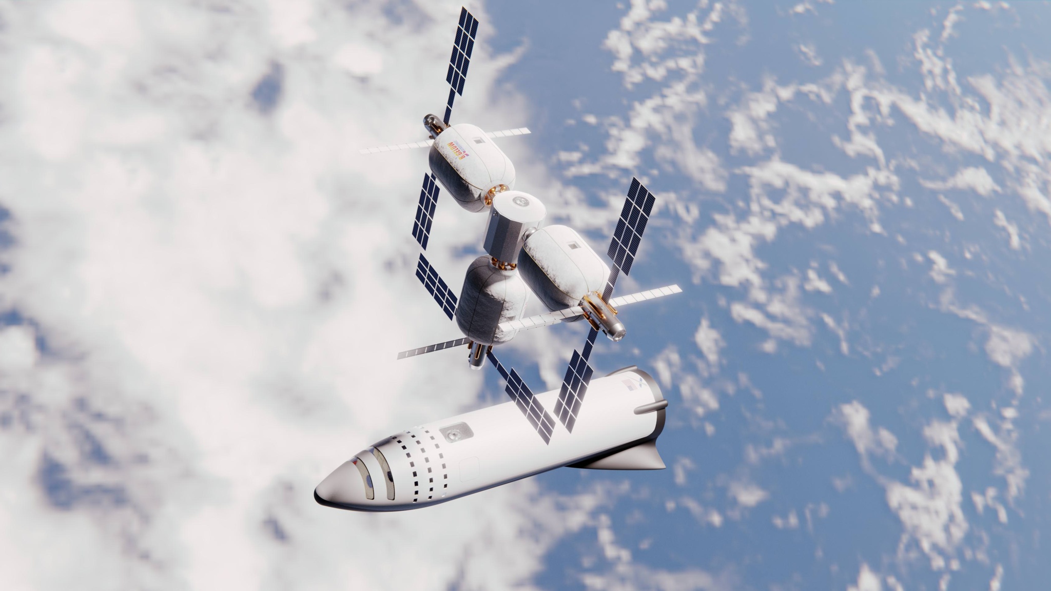 SpaceX BFR spaceship docking to Bigelow orbital station | human Mars