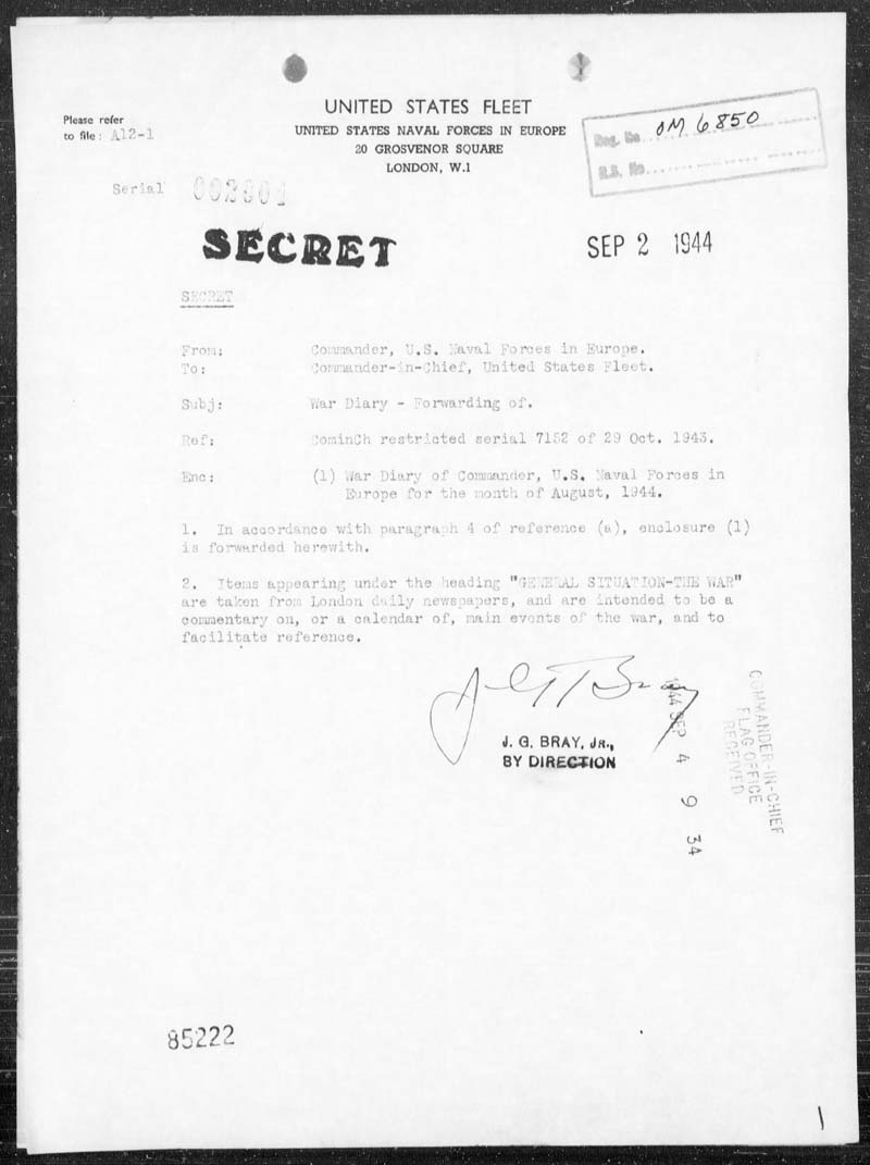 Macedonia Documents: U.S. Secret Document - Sep. 2 1944