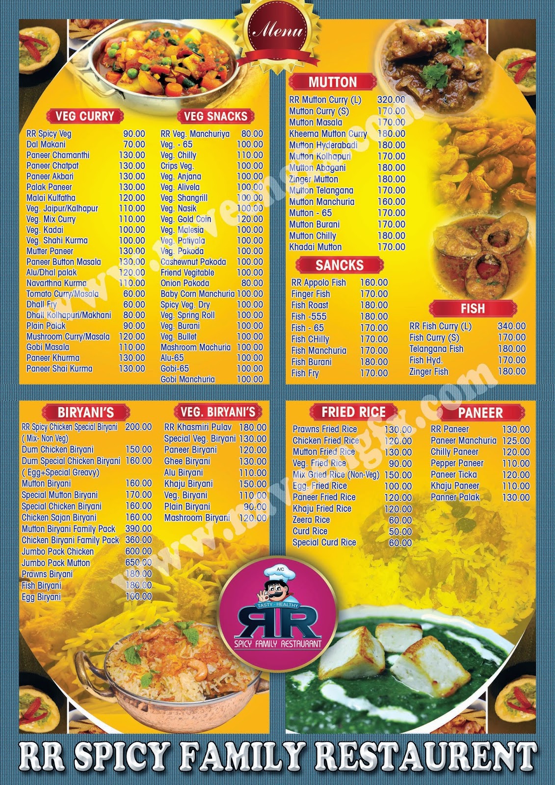 RR restaurent menu cards | naveengfx