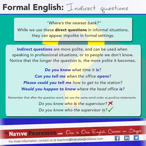 Click on: DIRECT vs INDIRECT QUESTIONS