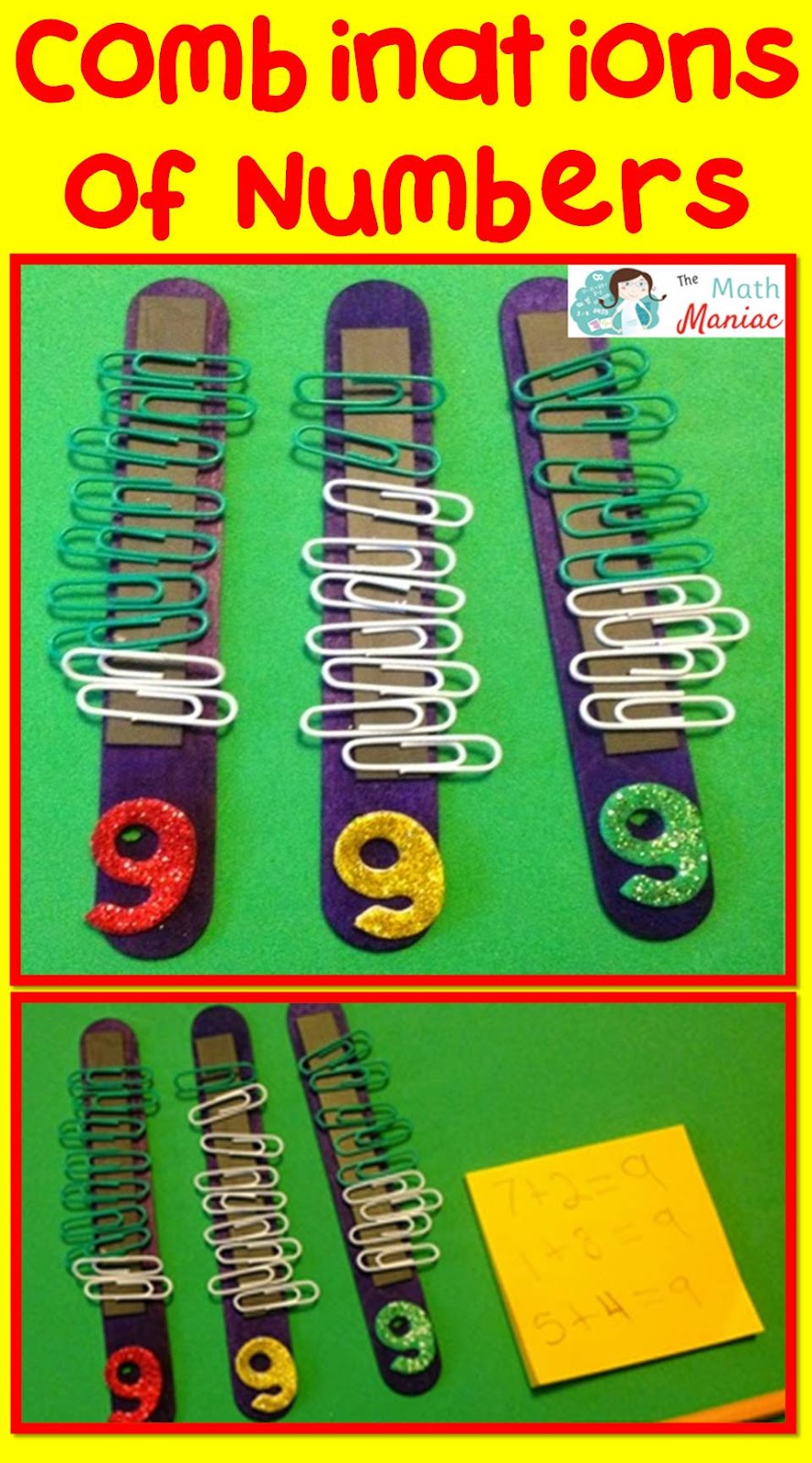 The Elementary Math Maniac: Combinations of Numbers with Magnetic Sticks