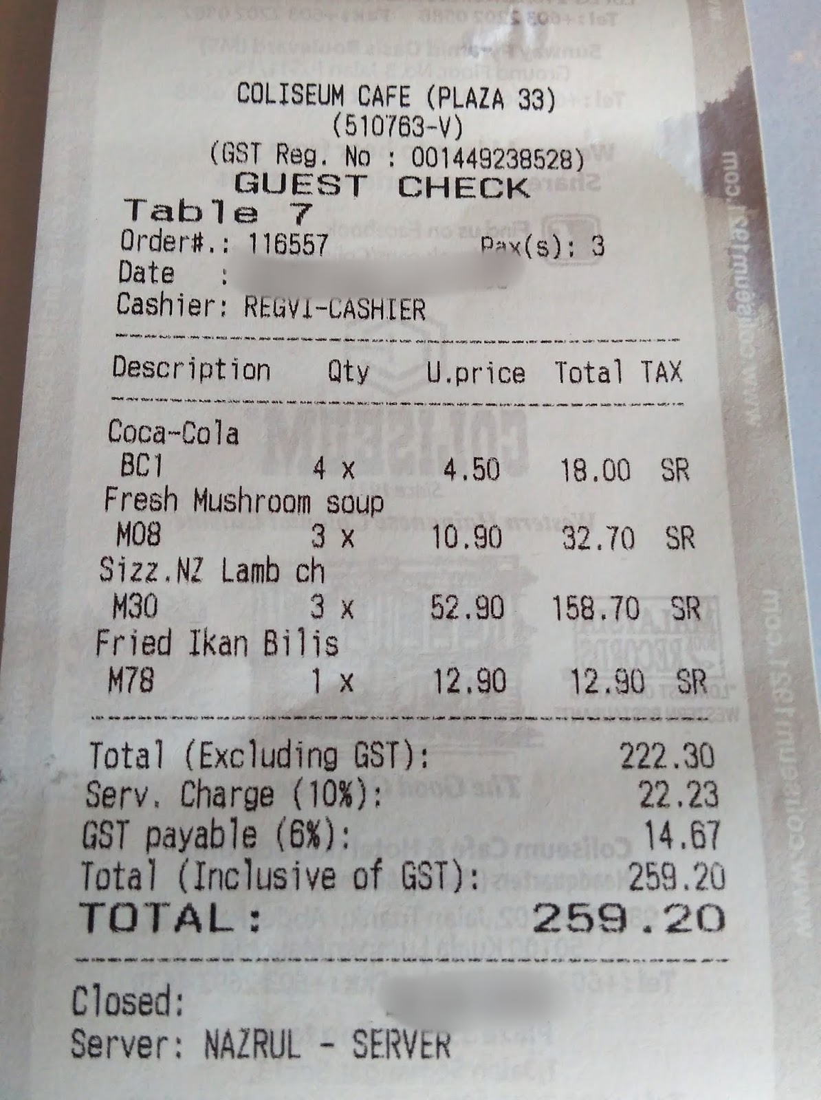 Venoth's Culinary Adventures: Coliseum Cafe @ Petaling Jaya, Selangor