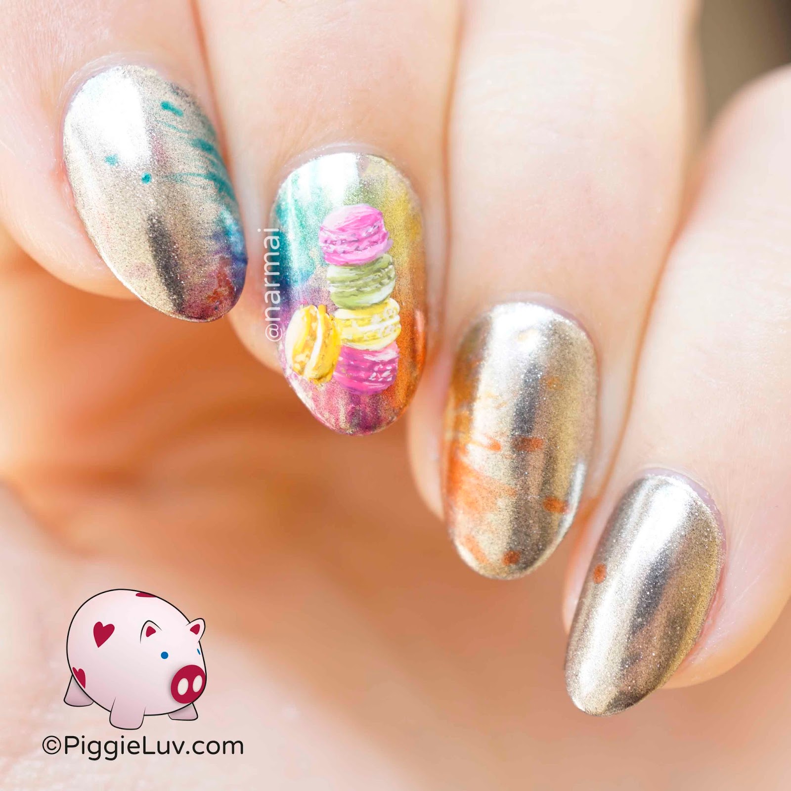 PiggieLuv: Rainbow macarons nail art