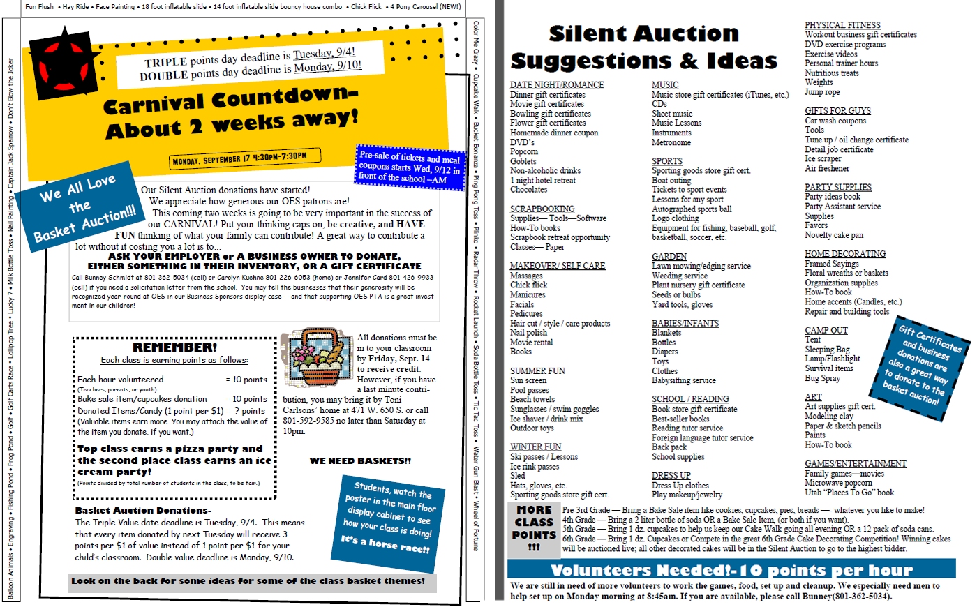 OREM ELEMENTARY PTA: · CARNIVAL