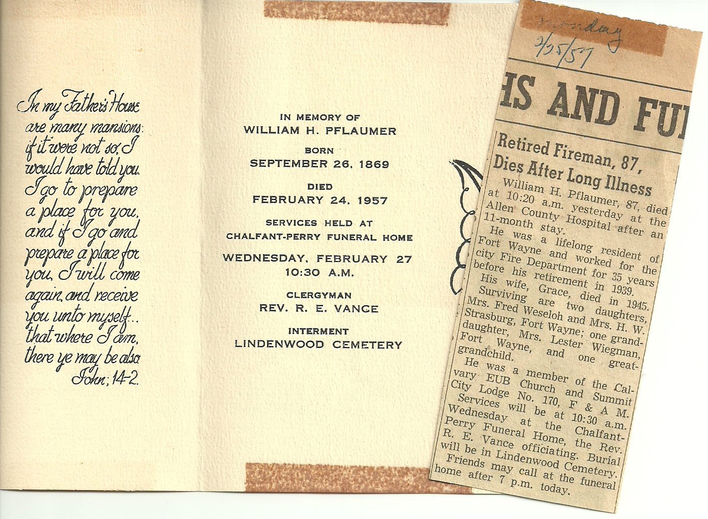 AT THE RIVERBEND: William H. Pflaumer, son of Jacob & Katherina Hoffman ...