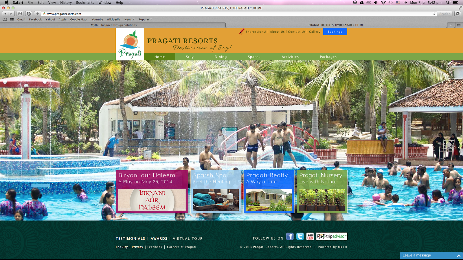 Myth at Work: A website we designed for Pragati Resorts, Hyderabad