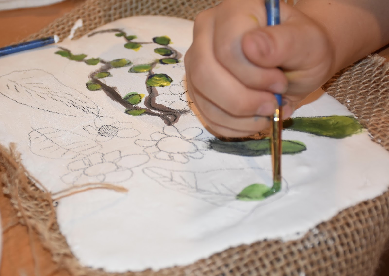 Doodlebug Dabblings: plaster painting with 5 year old