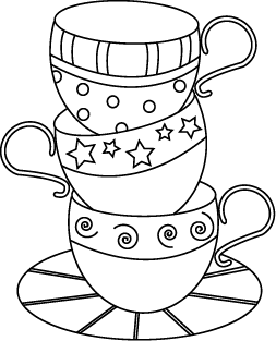 Stacked Tea Cups Coloring Pages Sketch Coloring Page