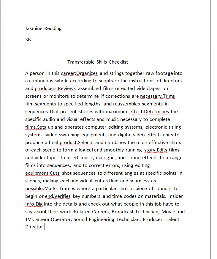 My Career: Transferable Skills Checklist